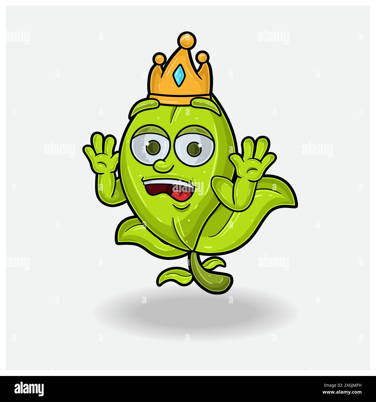 Tea Leaf Mascot Character Cartoon With Shocked expression. For brand ...