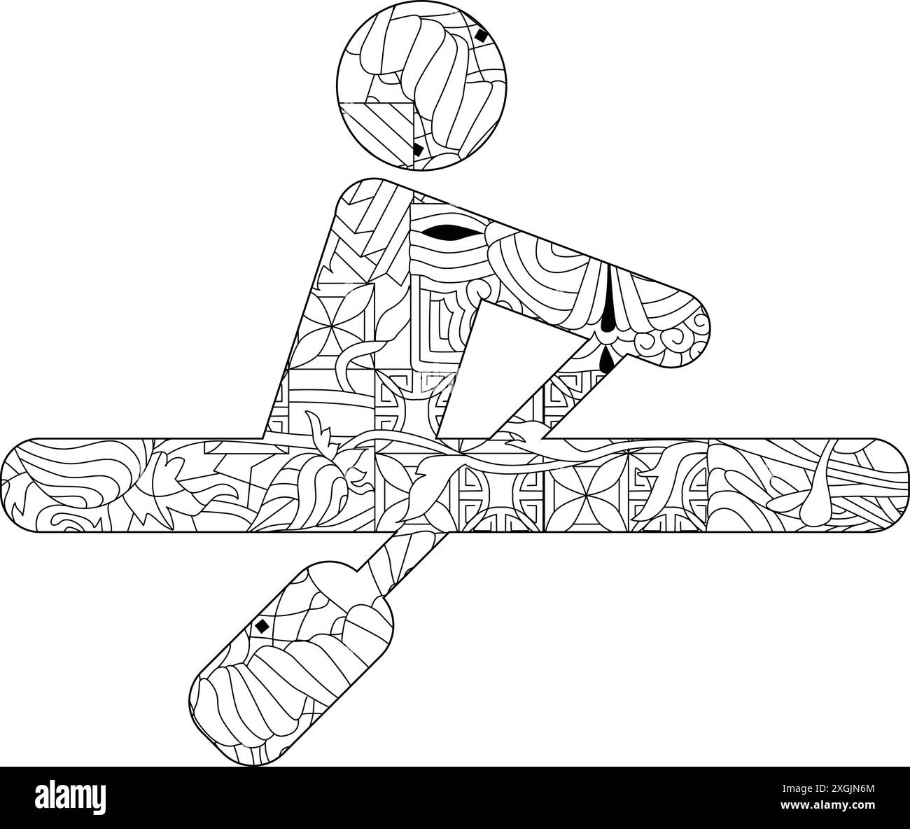 Hand-painted art design. Hand drawn illustration Icon ROWING for t ...