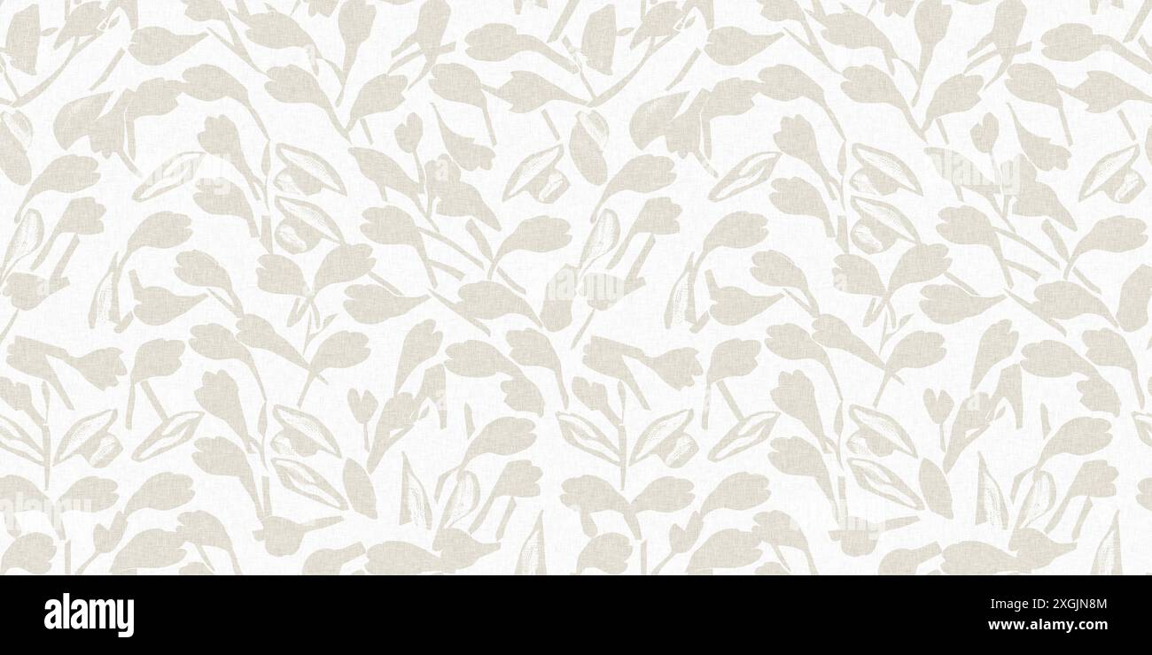 Seamless french gender neutral floral linen printed fabric border ...