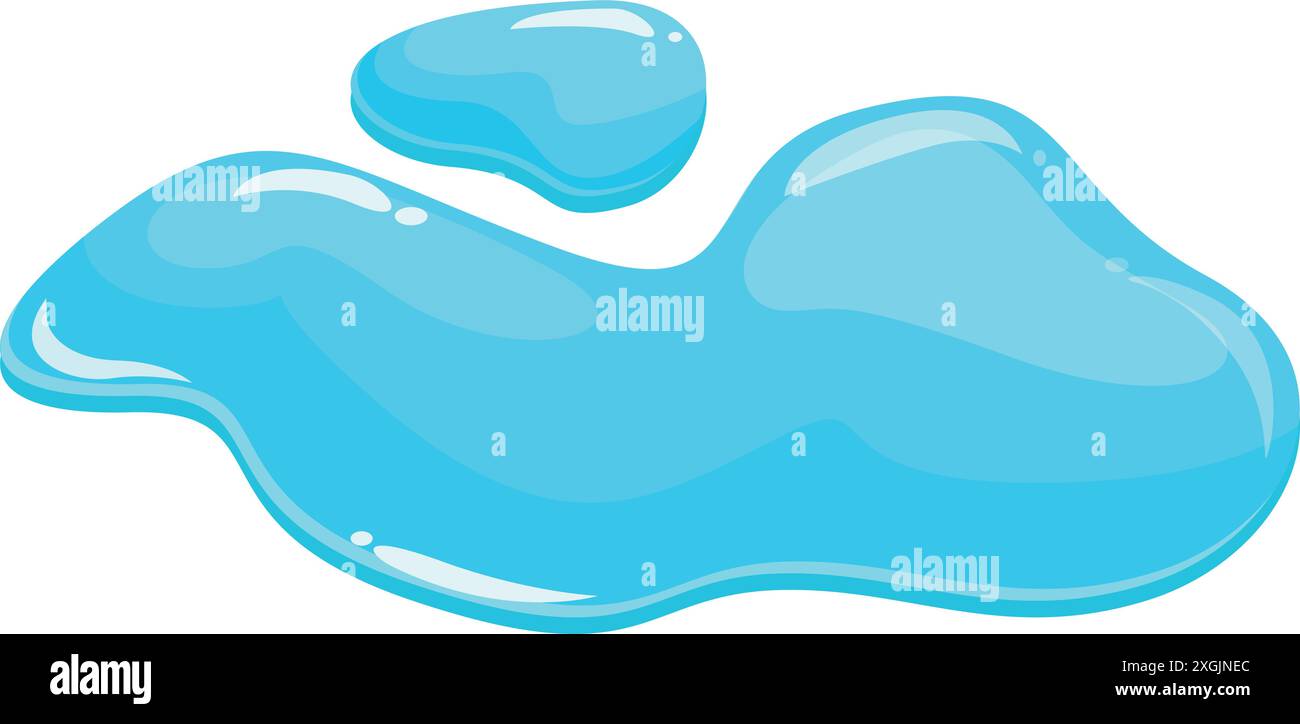 Cartoon illustration of a blue liquid puddle dripping and spreading ...