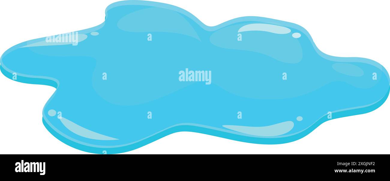 Cartoon illustration of a blue liquid puddle spreading on the ground ...