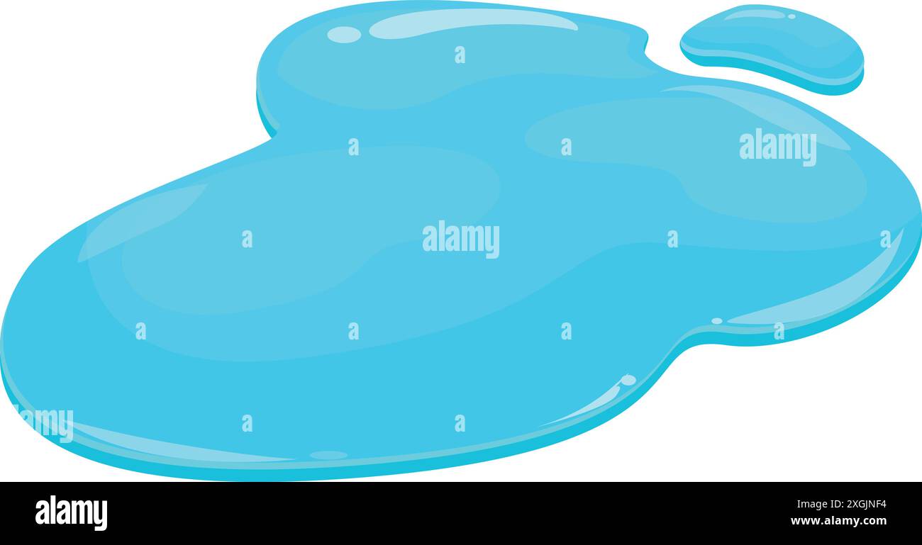 Cartoon blue liquid puddle spreading on the floor, isolated on white ...