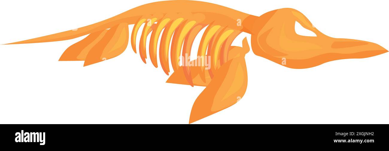 Orange ichthyosaur skeleton swimming through a prehistoric ocean Stock ...