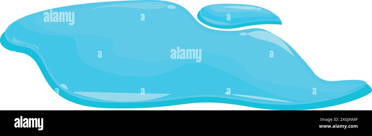 Cartoon blue liquid puddle spilling on the ground, isolated on white ...