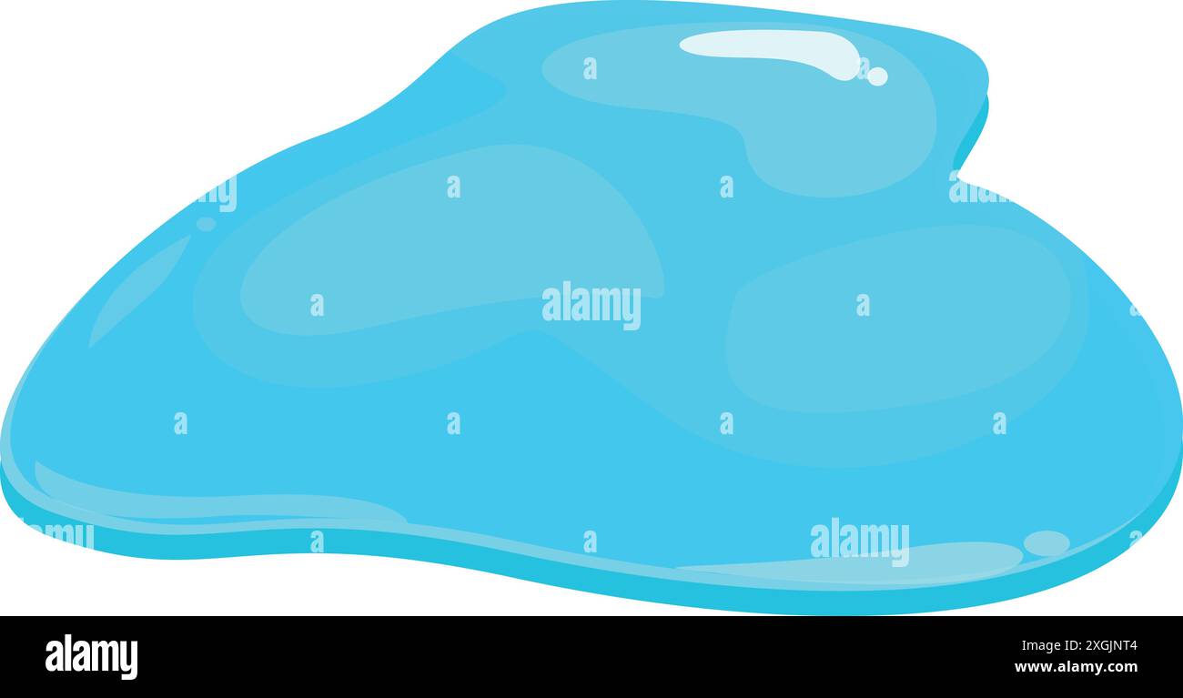 Cartoon puddle of bright blue liquid spreading on a surface Stock ...