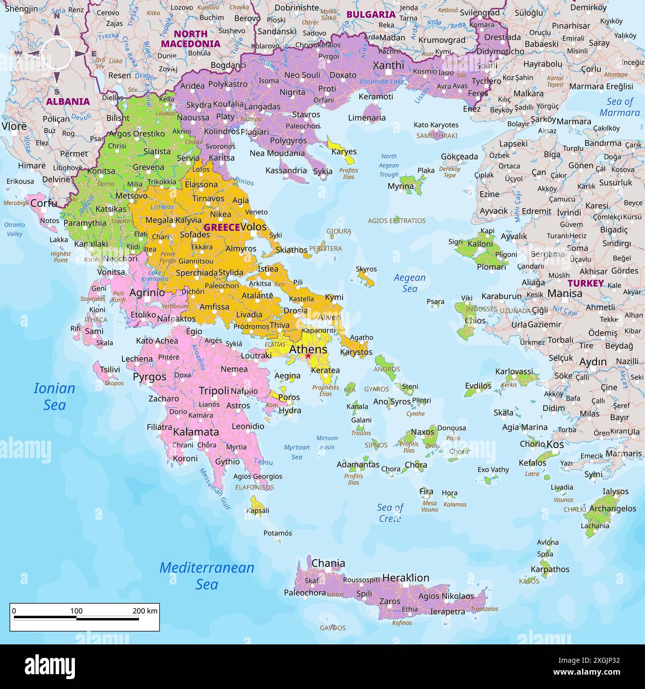 Detailed Political Map Of Greece Stock Vector Image Art Alamy Detailed Political Map Of Greece Stock Vector Image Art Alamy