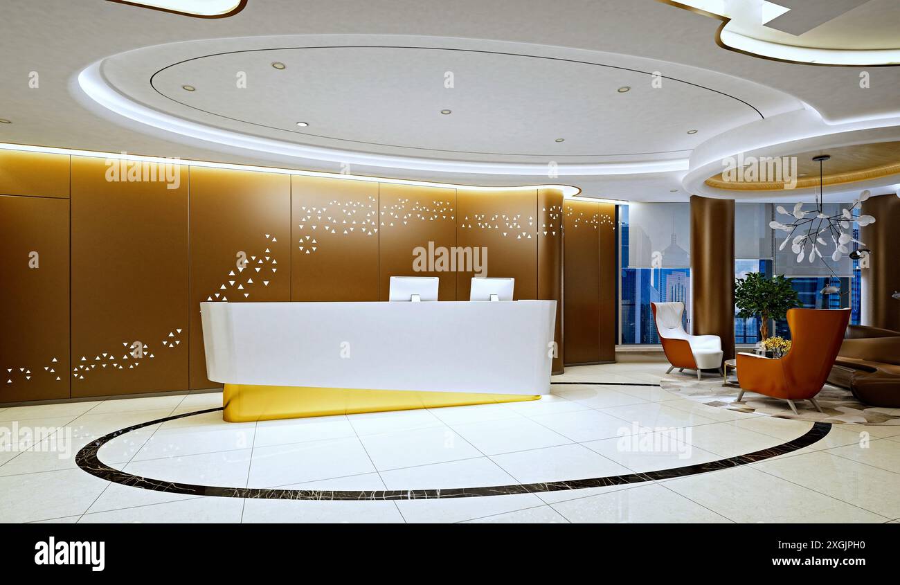 3d render office interior Stock Photo - Alamy