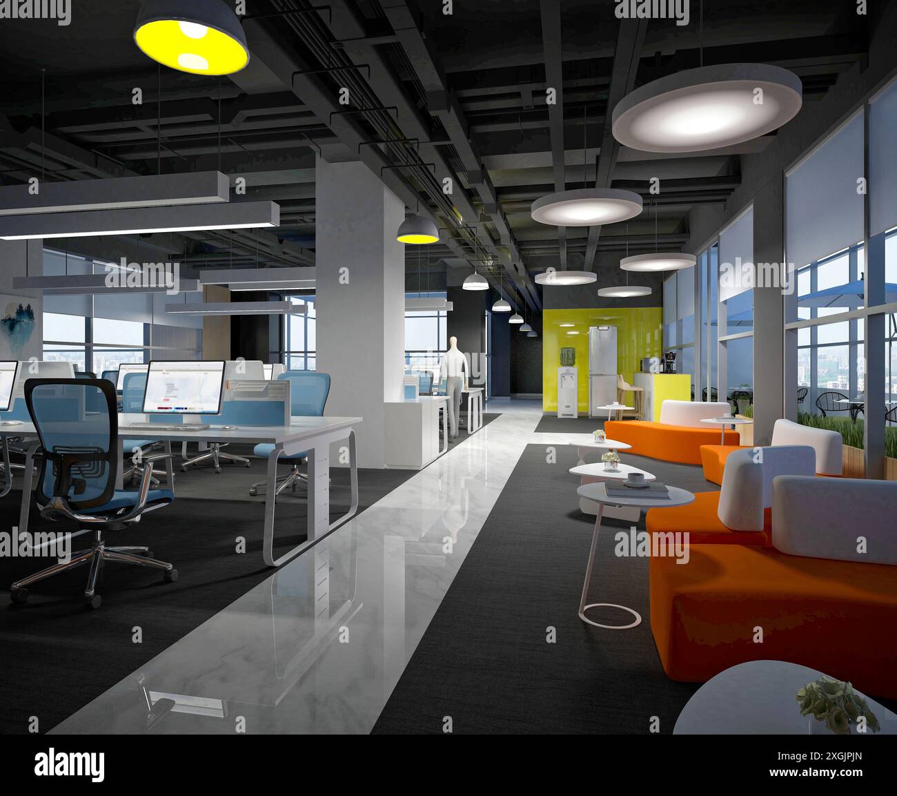 3d render office interior Stock Photo - Alamy