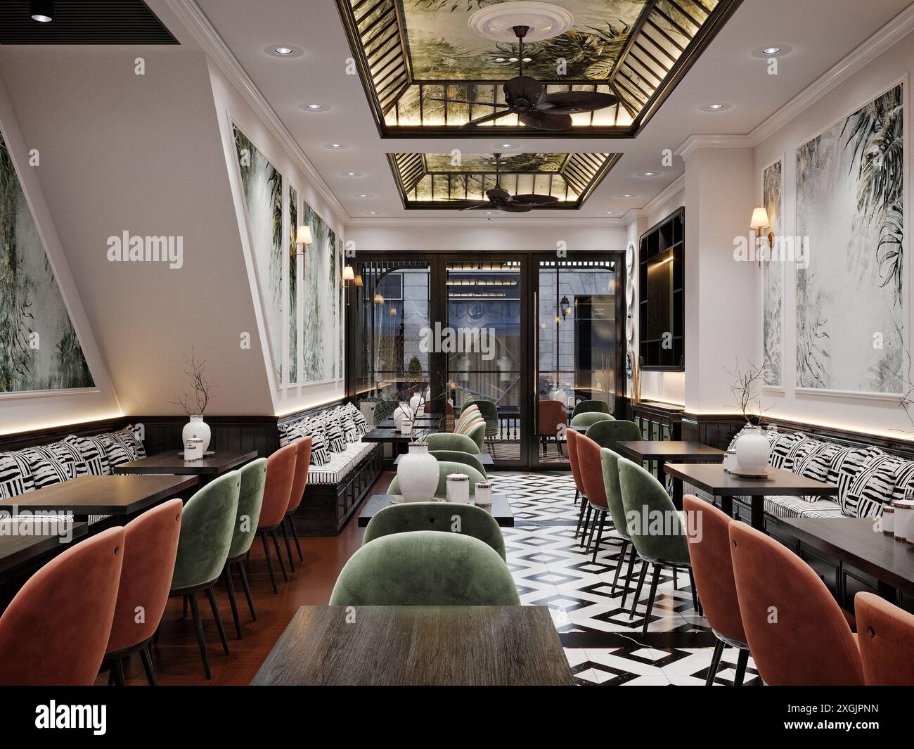 3d render of coffee shop restaurant Stock Photo - Alamy