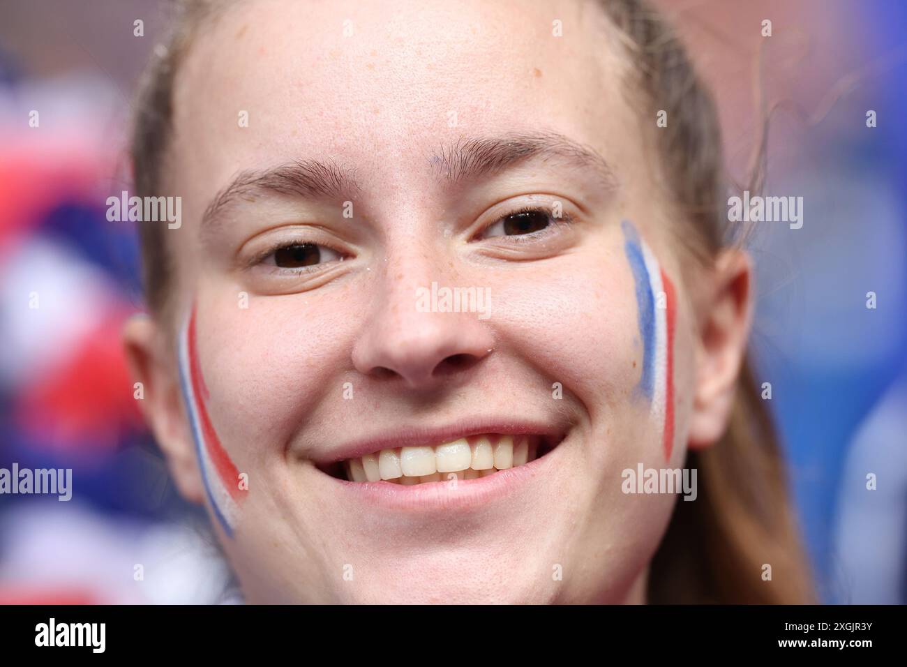 Munich , Germany 09.07.2024: Colors of French fans on the stand before ...