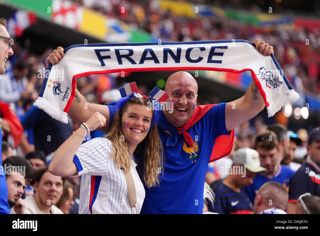 France fans in the stands ahead of the UEFA Euro 2024, semi-final match ...