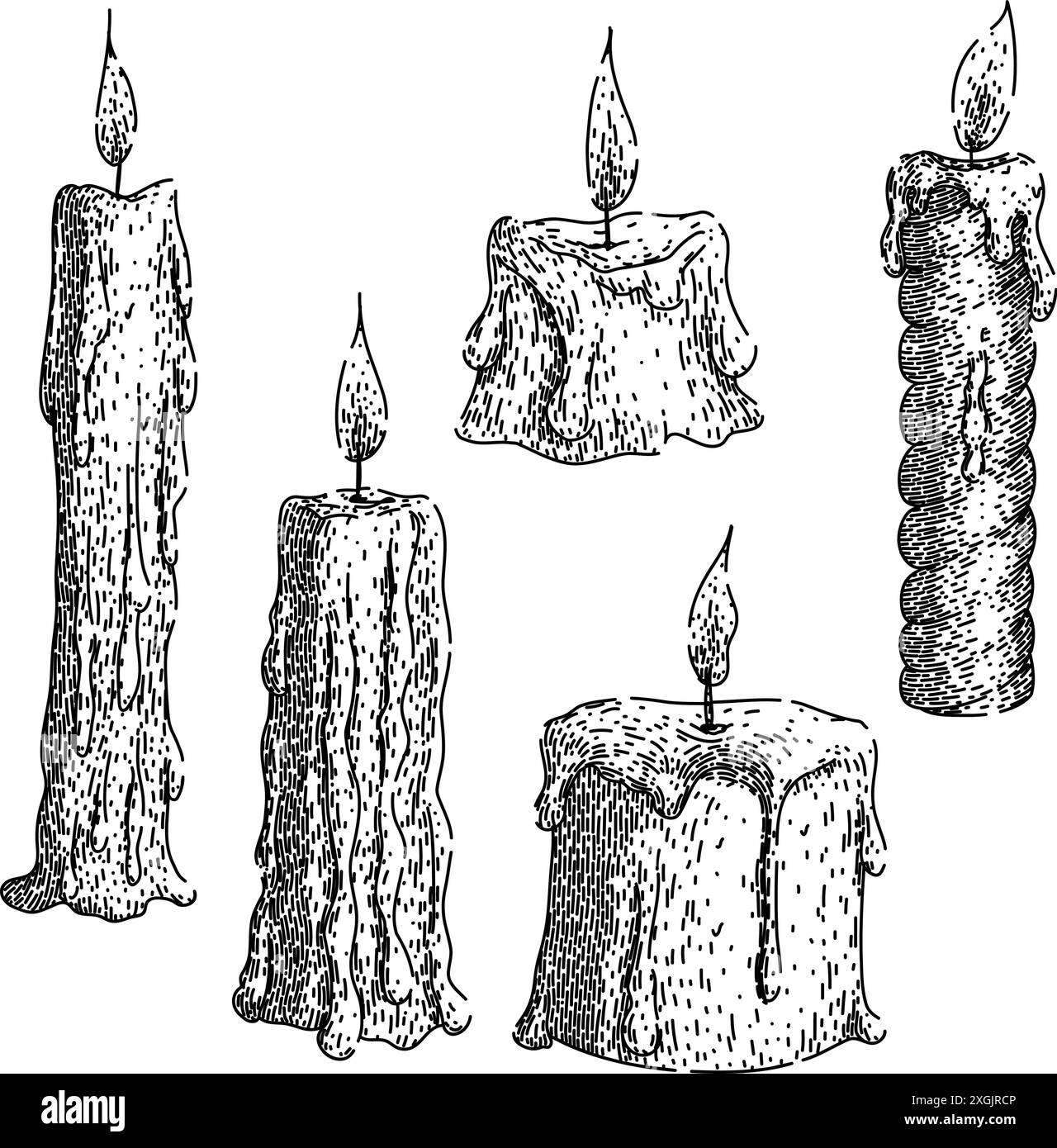 candle set sketch hand drawn vector Stock Vector Image & Art - Alamy