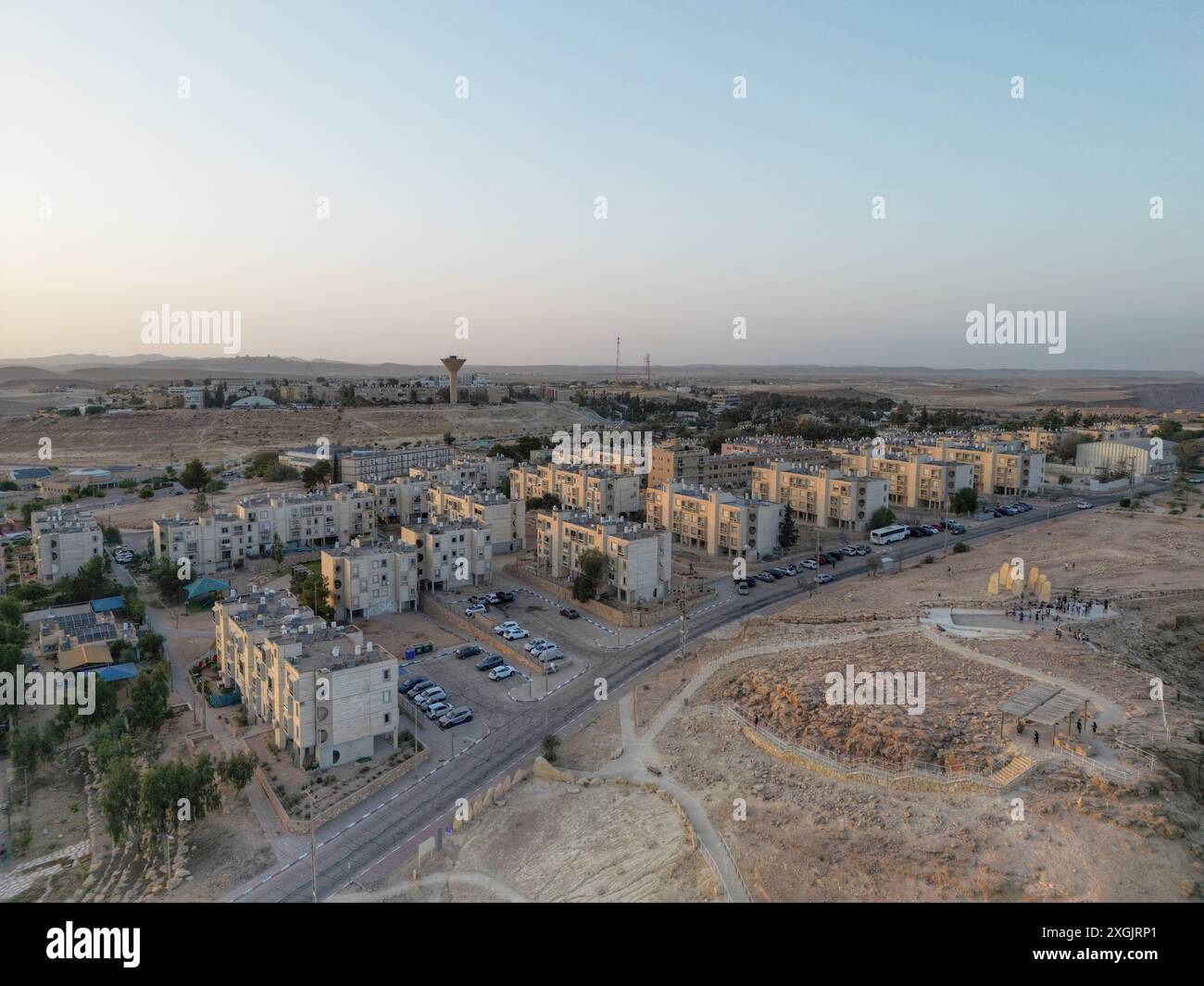 Top View over the town of Mizpe Ramon and Makhtesh Ramon crater ...