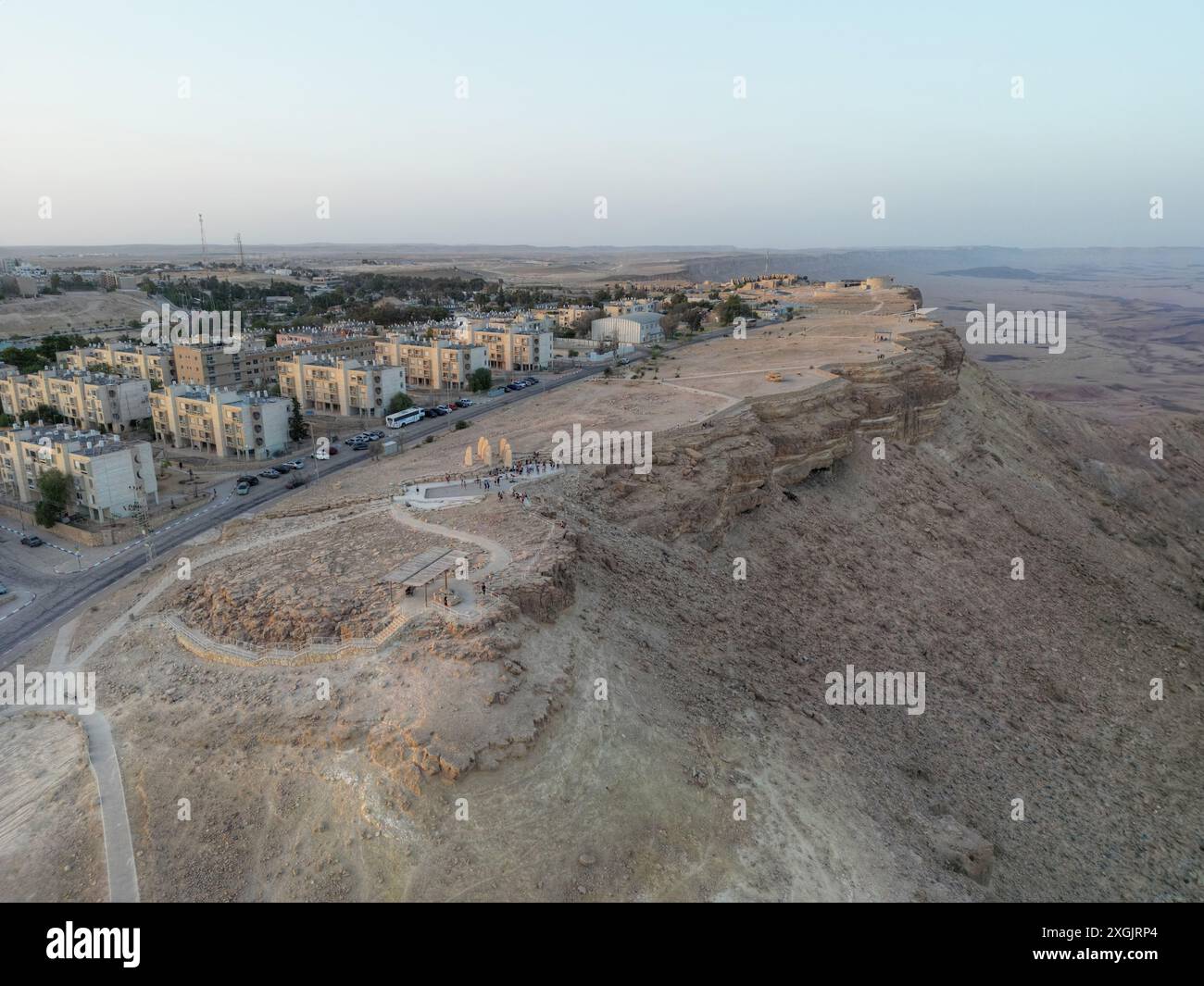 Top View over the town of Mizpe Ramon and Makhtesh Ramon crater ...