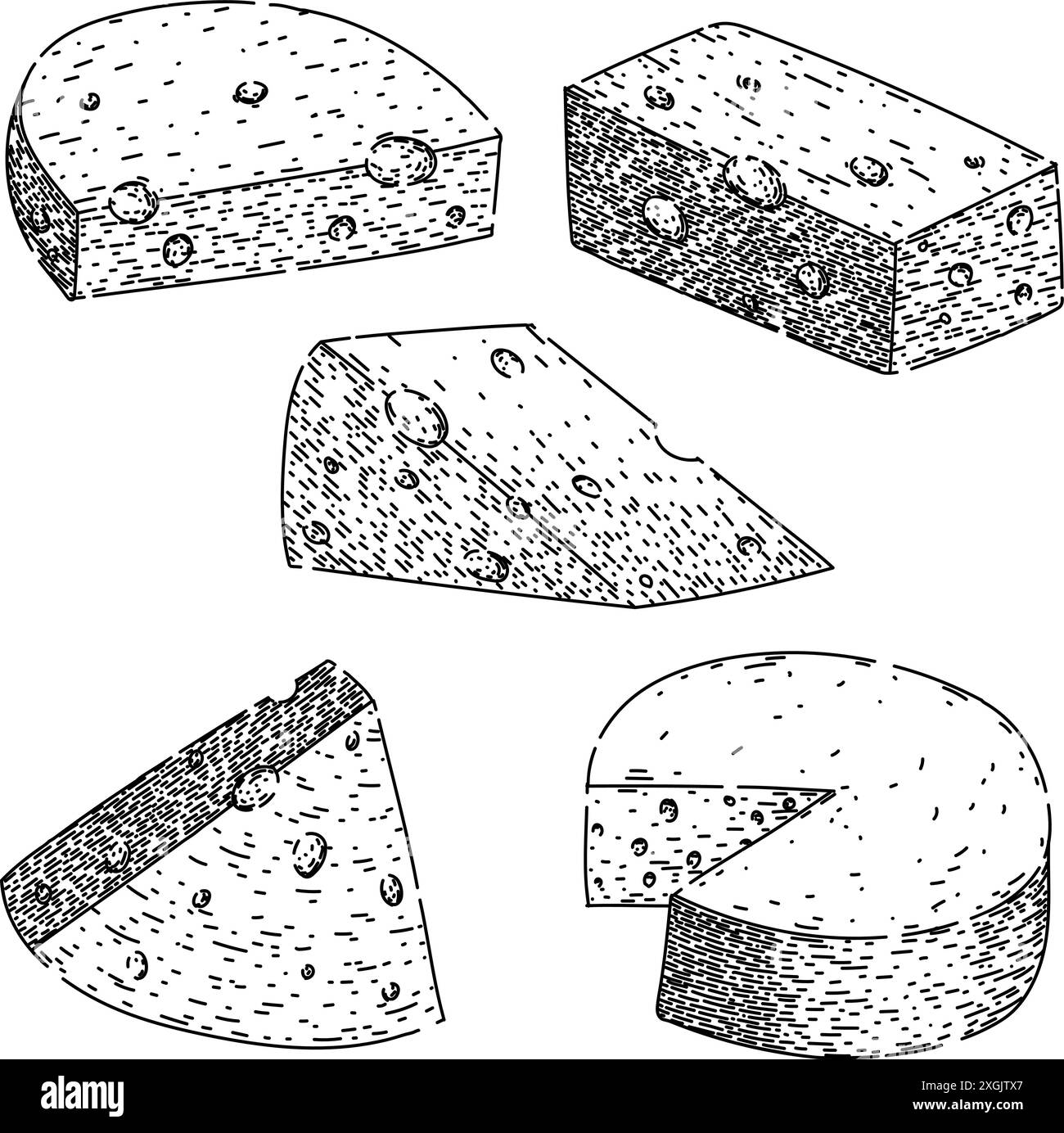 Cheese Set Sketch Hand Drawn Vector Stock Vector Image And Art Alamy