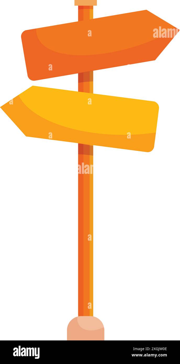 Two blank orange arrows pointing in opposite directions on a wooden ... Two blank orange arrows pointing in opposite directions on a wooden ...