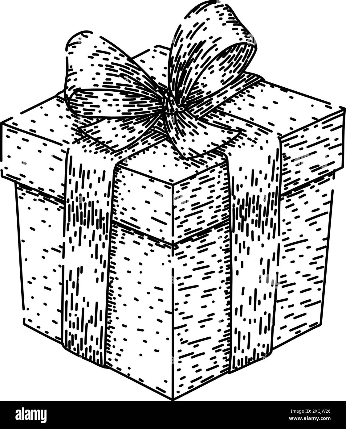 Wrapped christmas gift with red ribbon Black and White Stock Photos ...