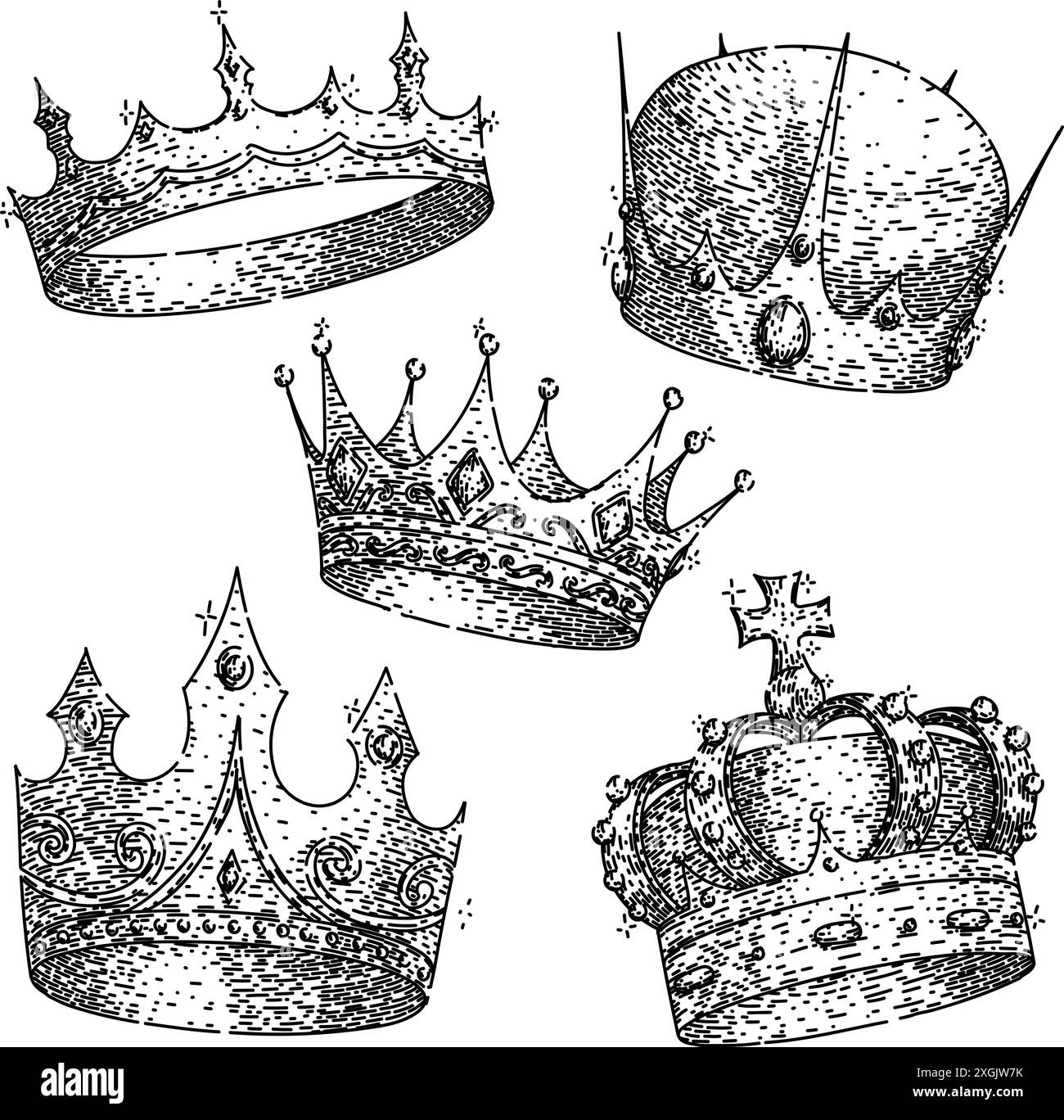 crown king set sketch hand drawn vector Stock Vector Image & Art - Alamy