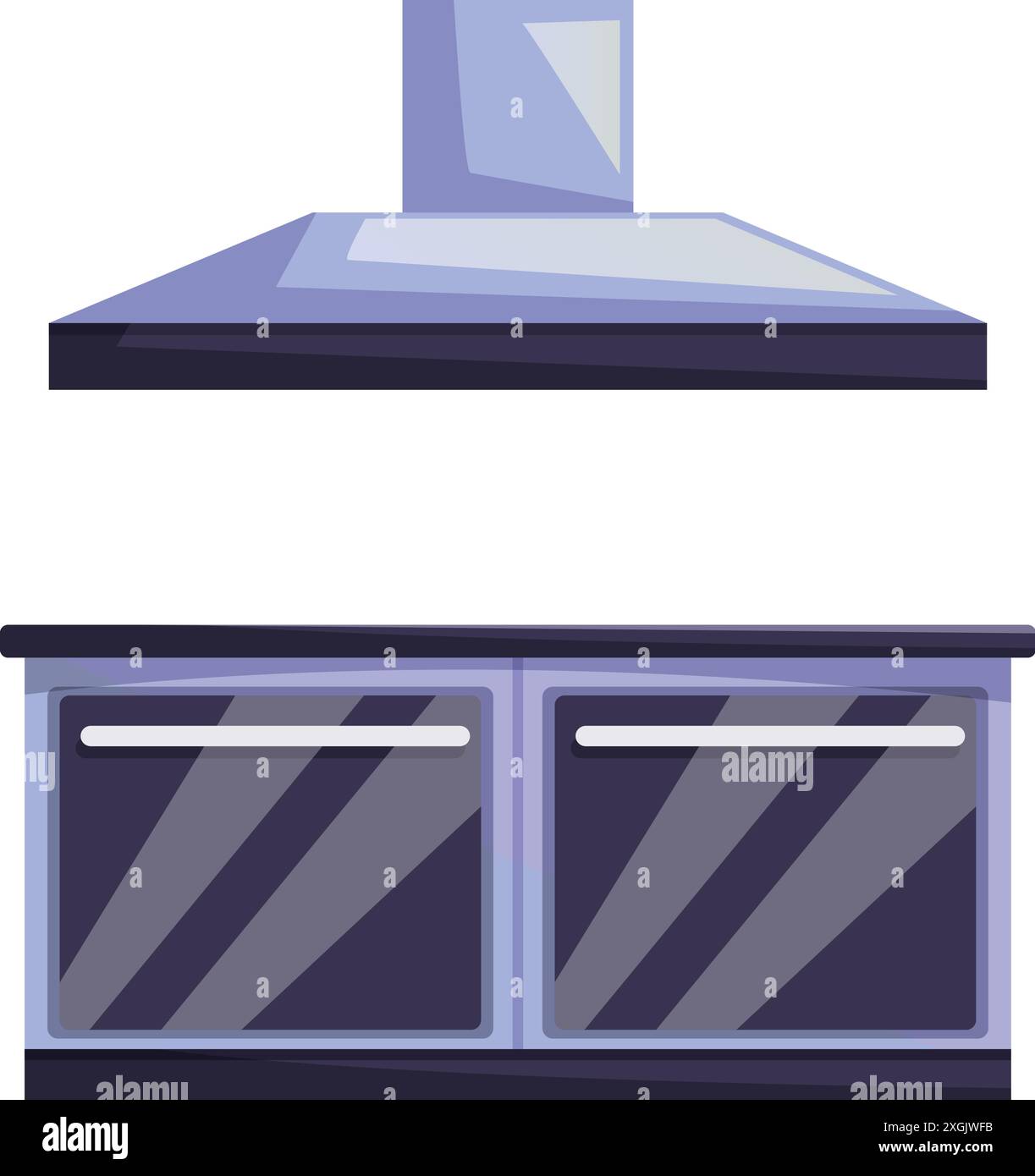Modern kitchen extractor hood over empty stove top being ready for ...
