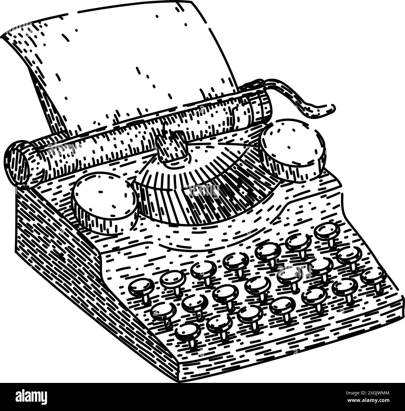 Retro typewriter vector sketch Black and White Stock Photos & Images ...