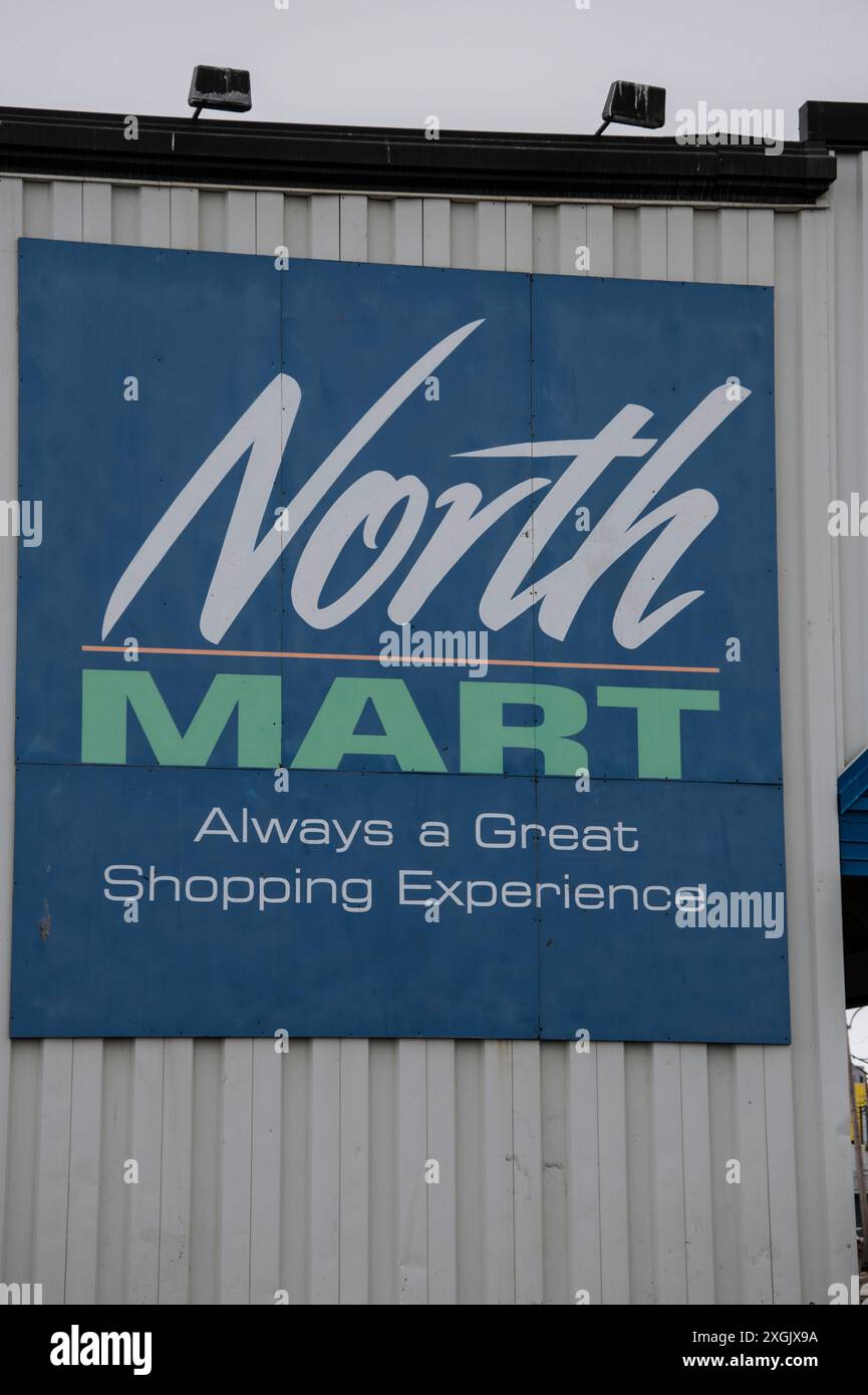 North Mart department grocery store sign on Queen Elizabeth Way in ...