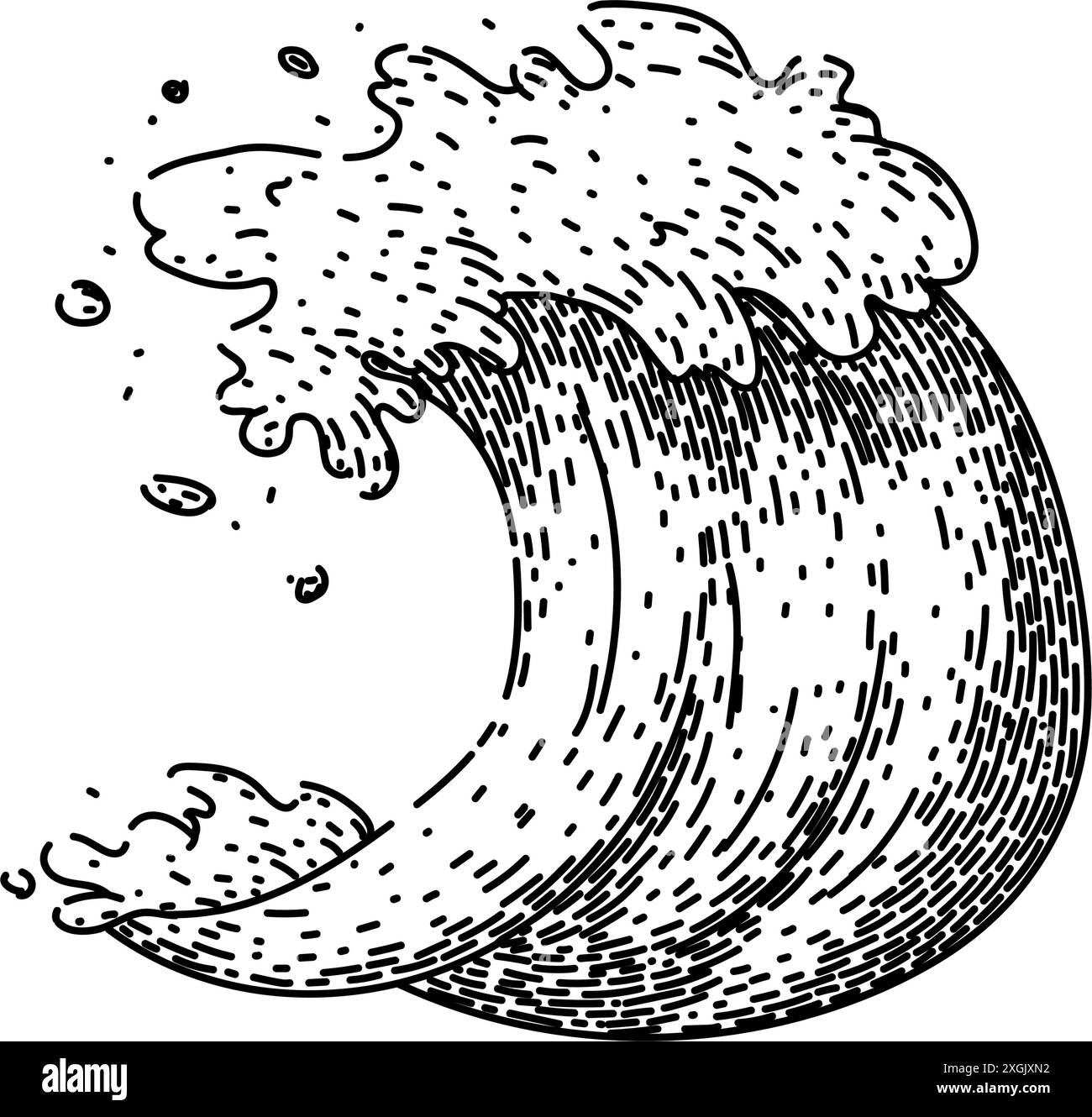 beach ocean wave sketch hand drawn vector Stock Vector Image & Art - Alamy