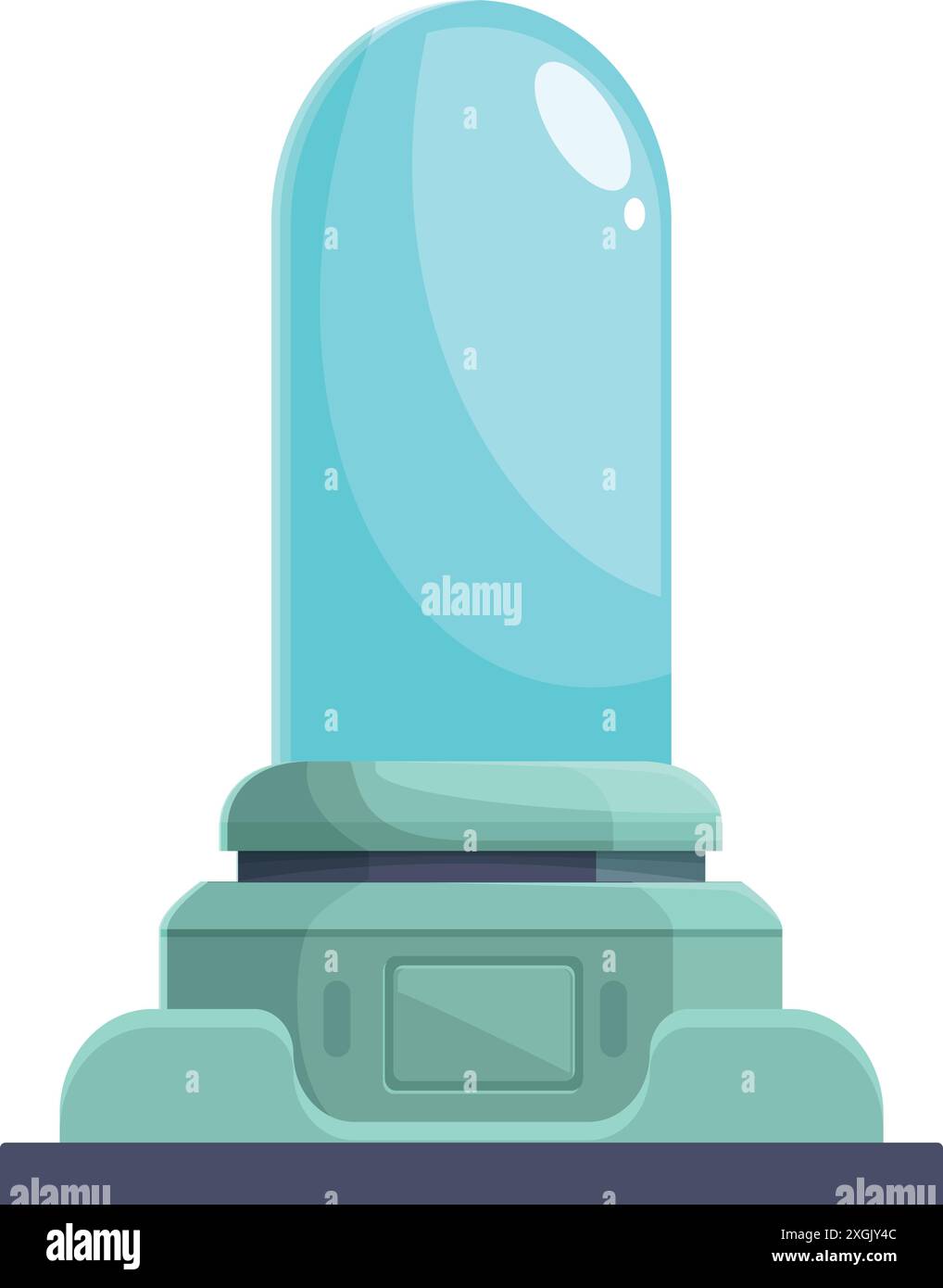 Futuristic cryogenic chamber holding glowing substance, isolated on ...
