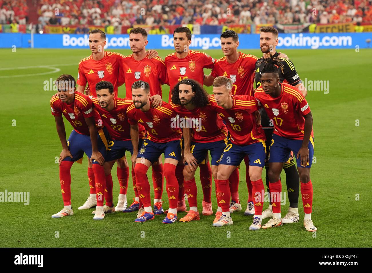 Spain players pose for a team photo ahead of the UEFA Euro 2024, semi ...