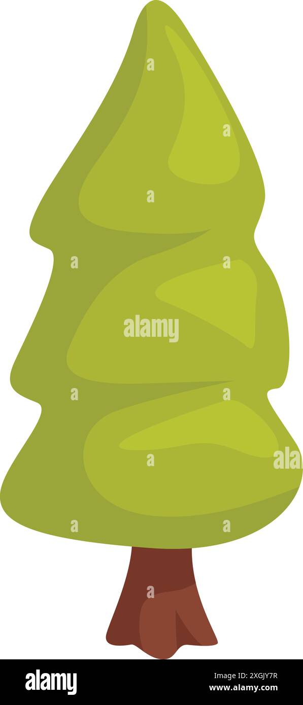 Simple cartoon illustration of a green tree with a brown trunk, perfect ...