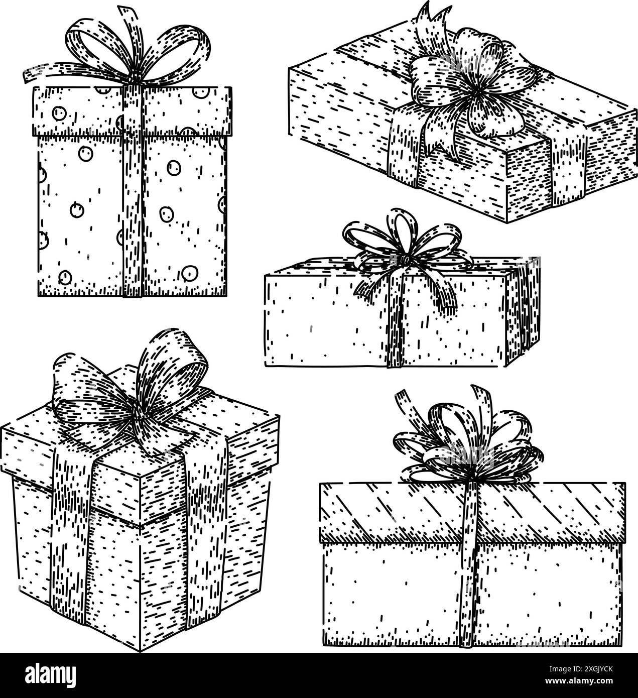 gift box set sketch hand drawn vector Stock Vector Image & Art - Alamy