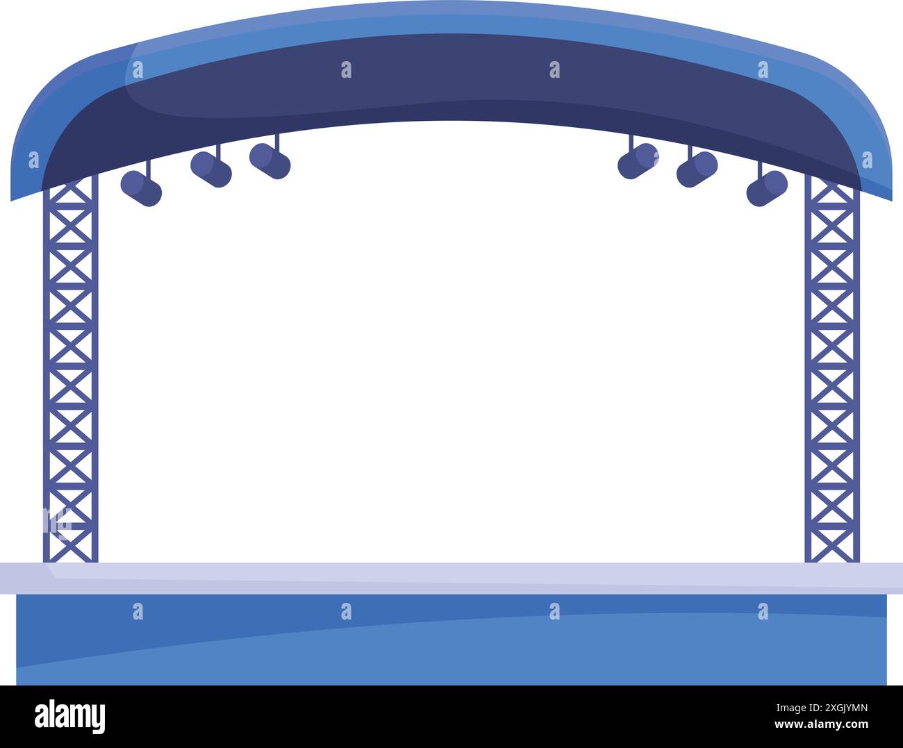 Empty outdoor concert stage with lighting equipment is waiting for a ...