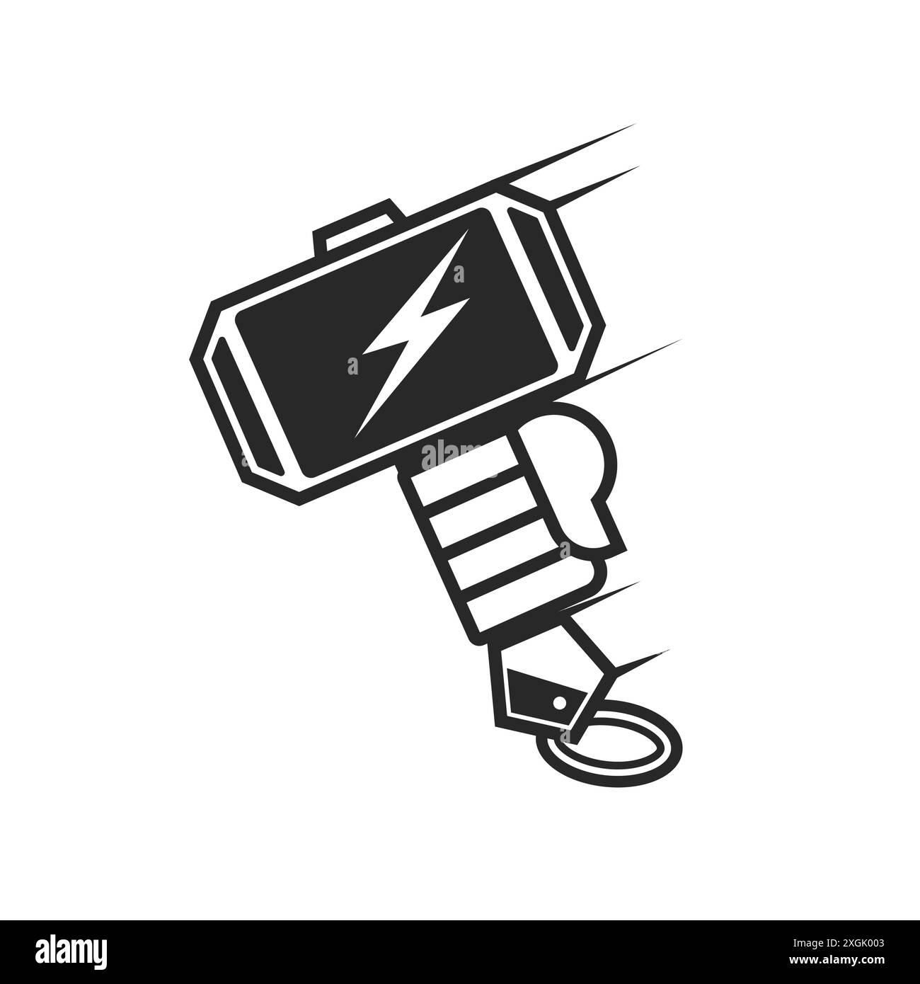 Thor Hammer Icon in trendy flat style isolated on grey background, for ...