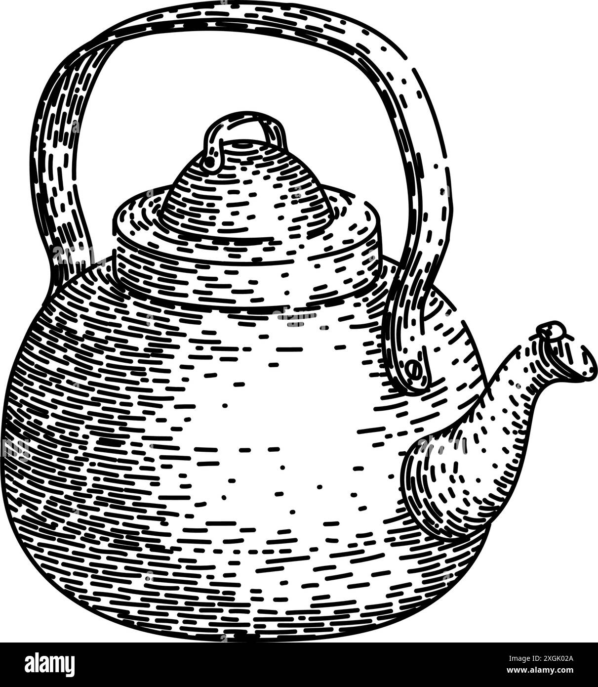 antique tea kettle kitchen utensil retro sketch hand drawn vector Stock ...