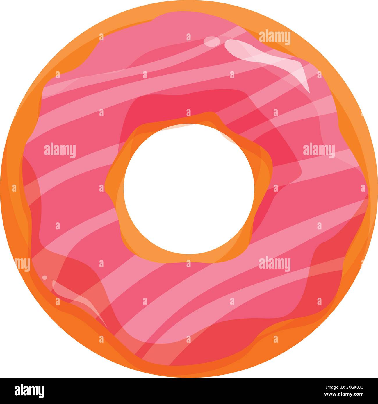 Round donut with pink frosting and a hole in the center, showing a ...