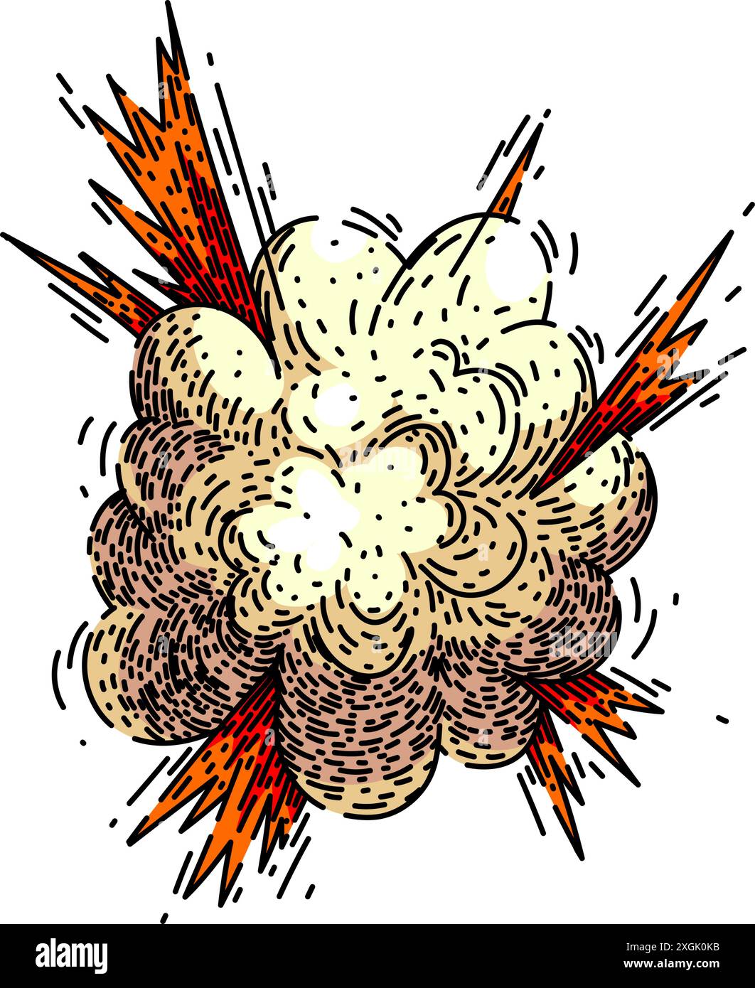 fireball explosion bomb sketch hand drawn vector Stock Vector Image ...