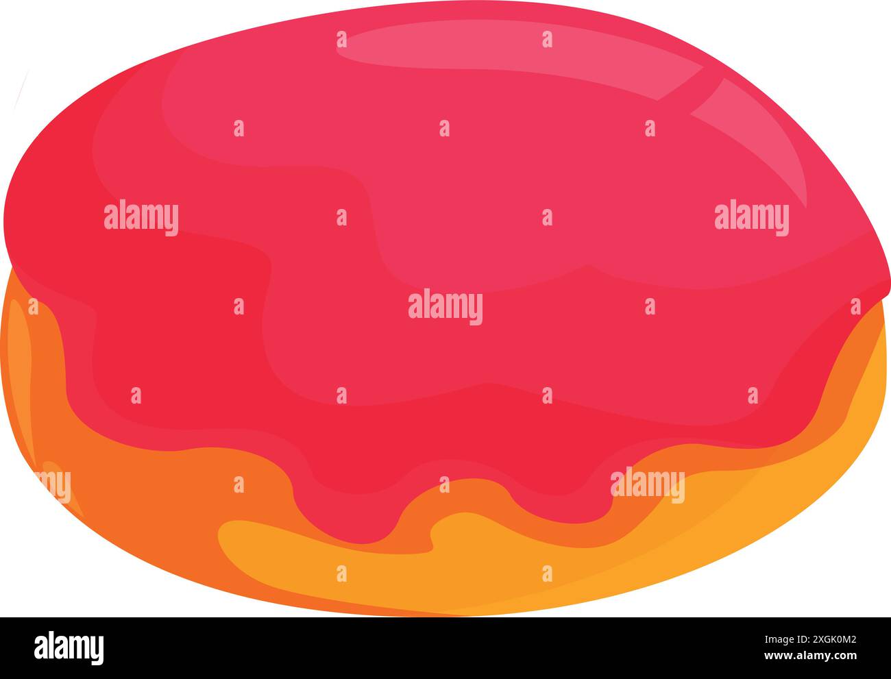 Delicious donut covered with pink icing is looking tasty on white ...