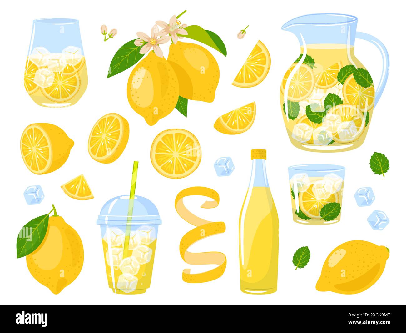 Lemonade with ice and lemons Stock Vector Images - Alamy