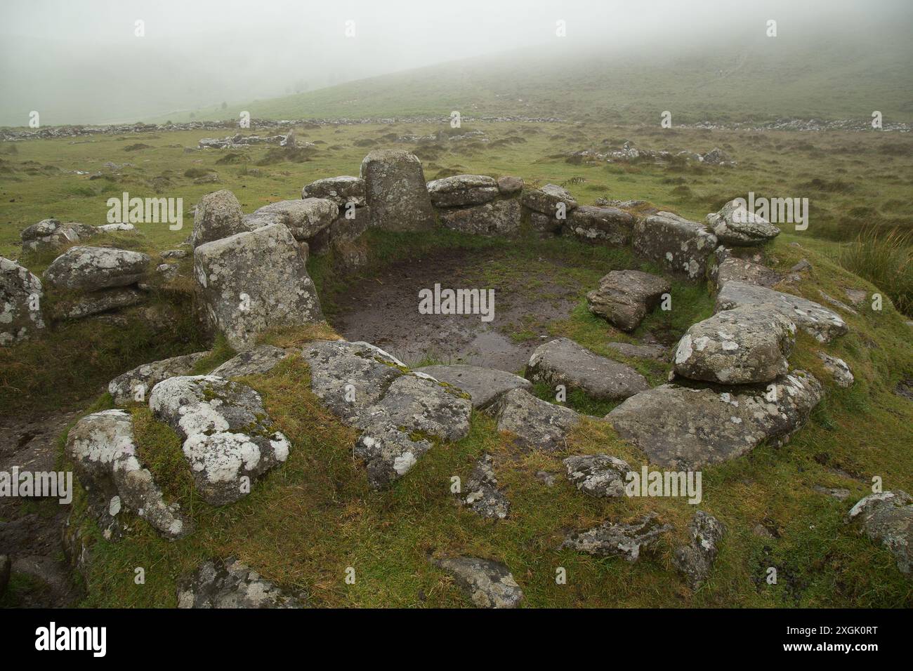 Grimspound Bronze Age settlement Stock Photo - Alamy