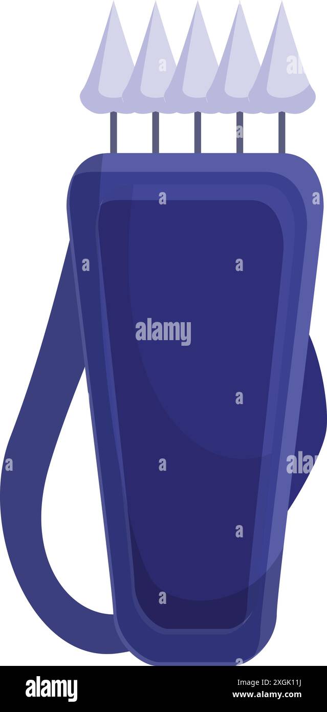 Blue quiver holding arrows with metal arrowheads pointing up, depicting ...