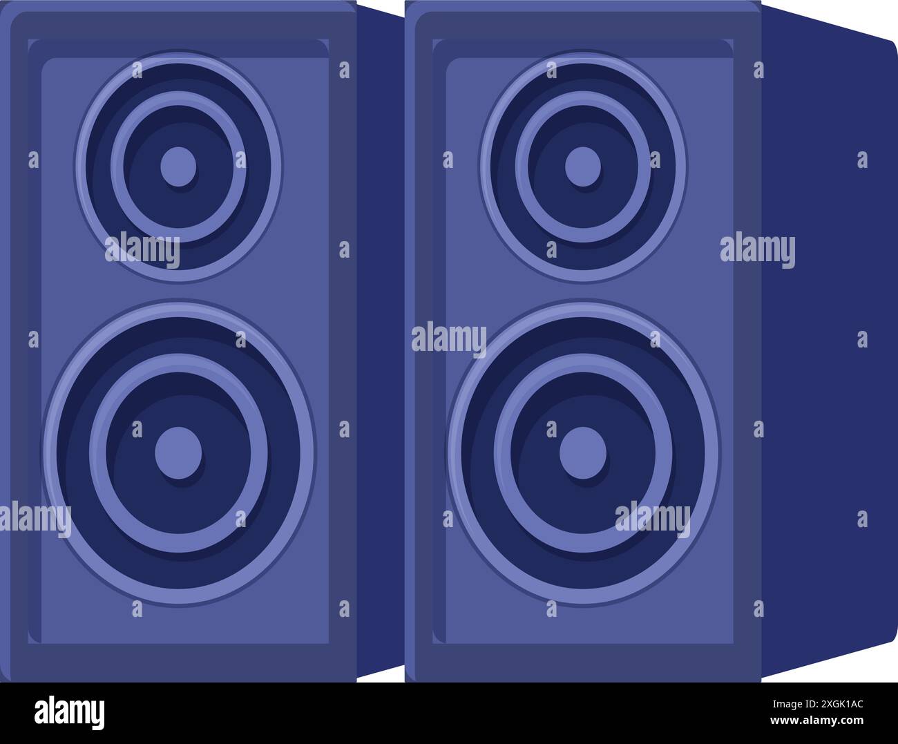 Two powerful audio speakers standing side by side, delivering high ...