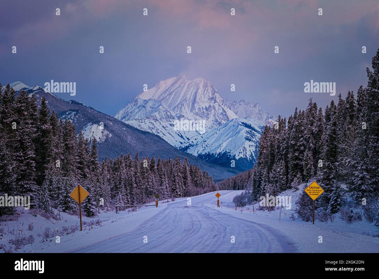 Snowy road winding through hi-res stock photography and images - Alamy