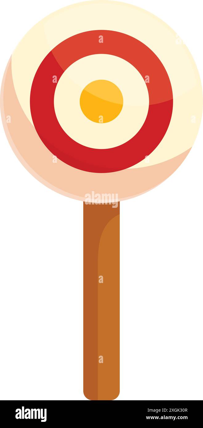 Round target with red circles standing on wooden leg icon, cartoon ...