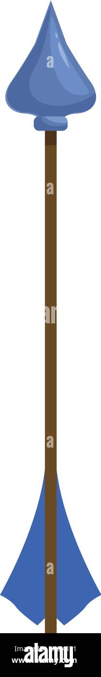 Ancient arrow pointing up, hunting weapon with sharp metal tip and tail ...