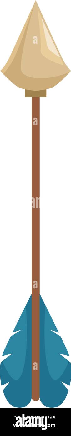 Single primitive hunting arrow with blue fletching and a brown shaft ...