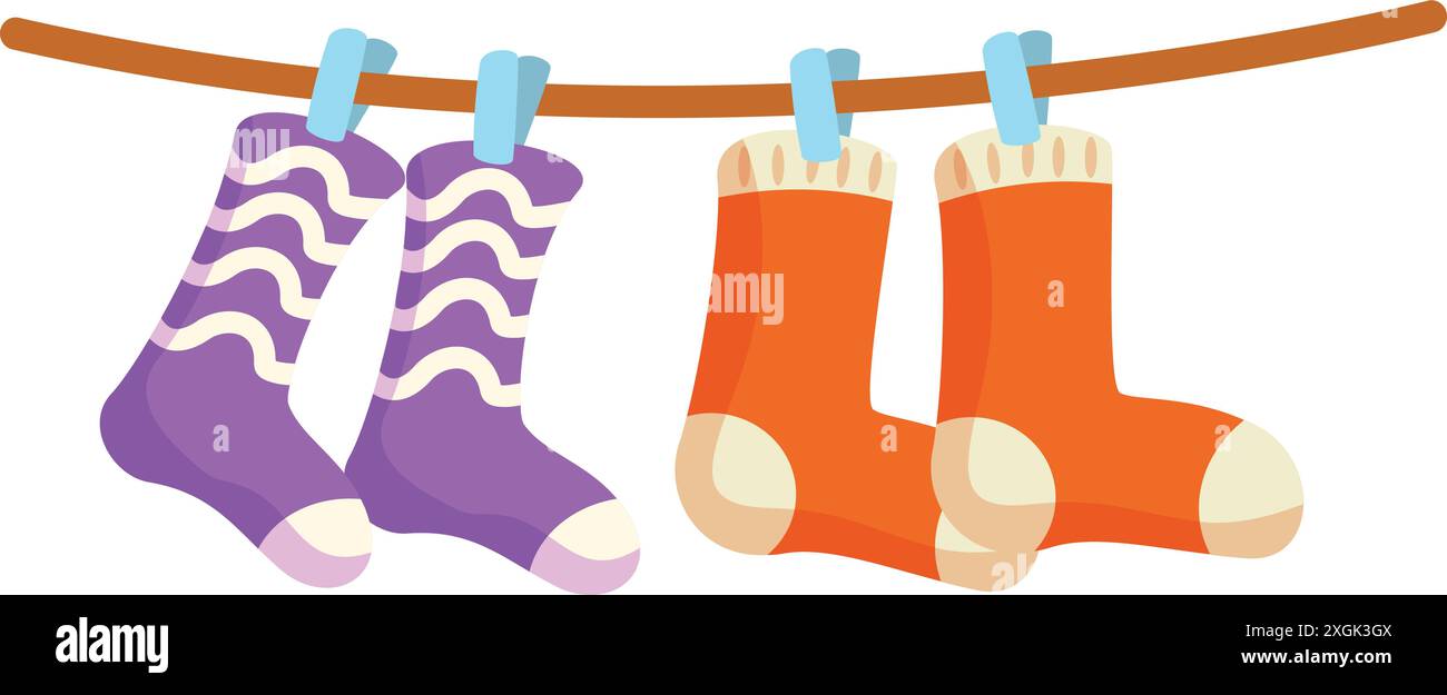 Washing hanging on clothesline Stock Vector Images - Alamy