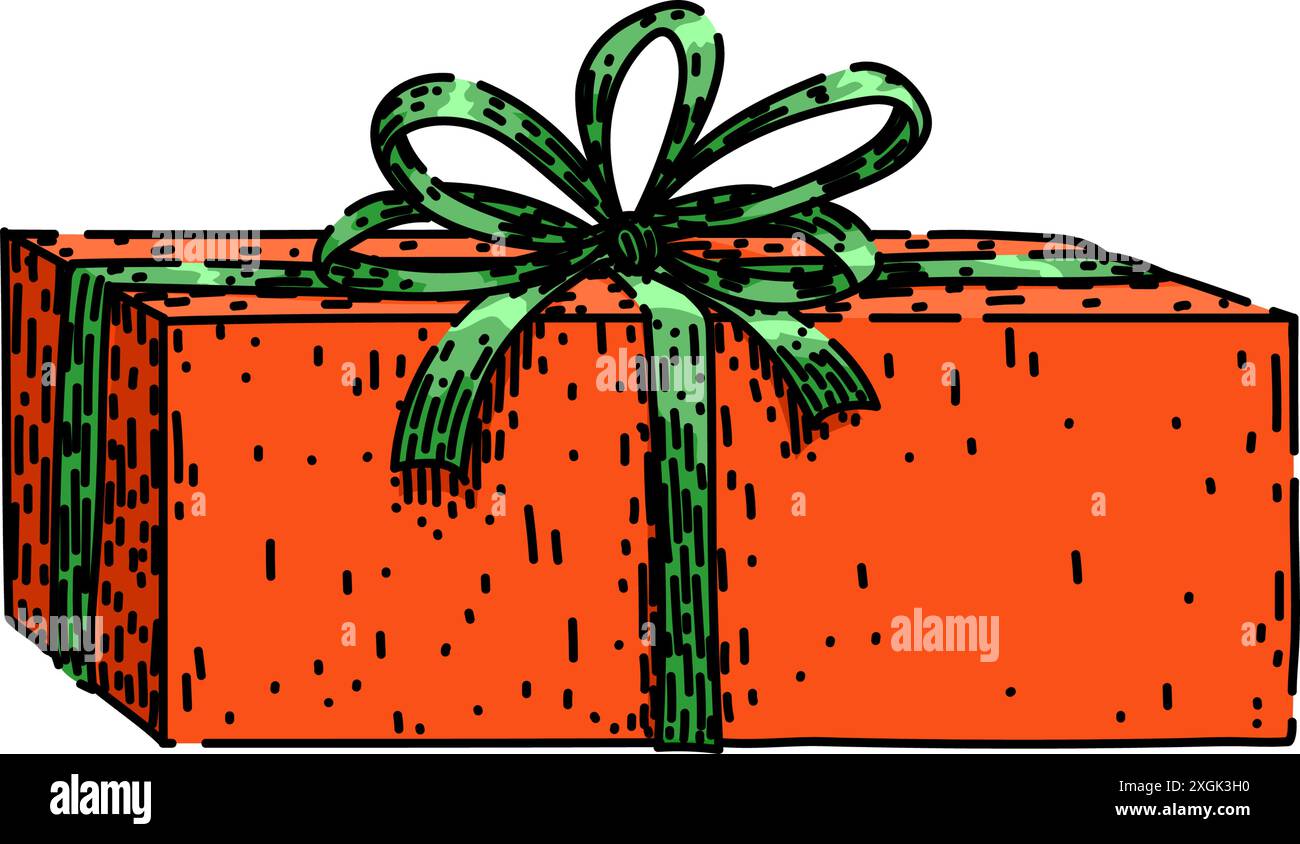 Sketch blue gift box red Cut Out Stock Images & Pictures - Alamy