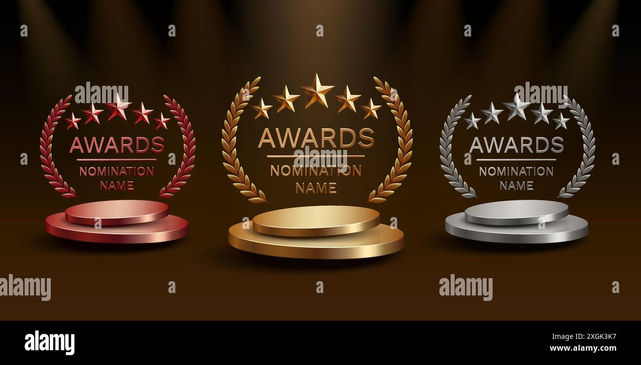 Awards nomination name podium, golden, silver, bronze prize event ...