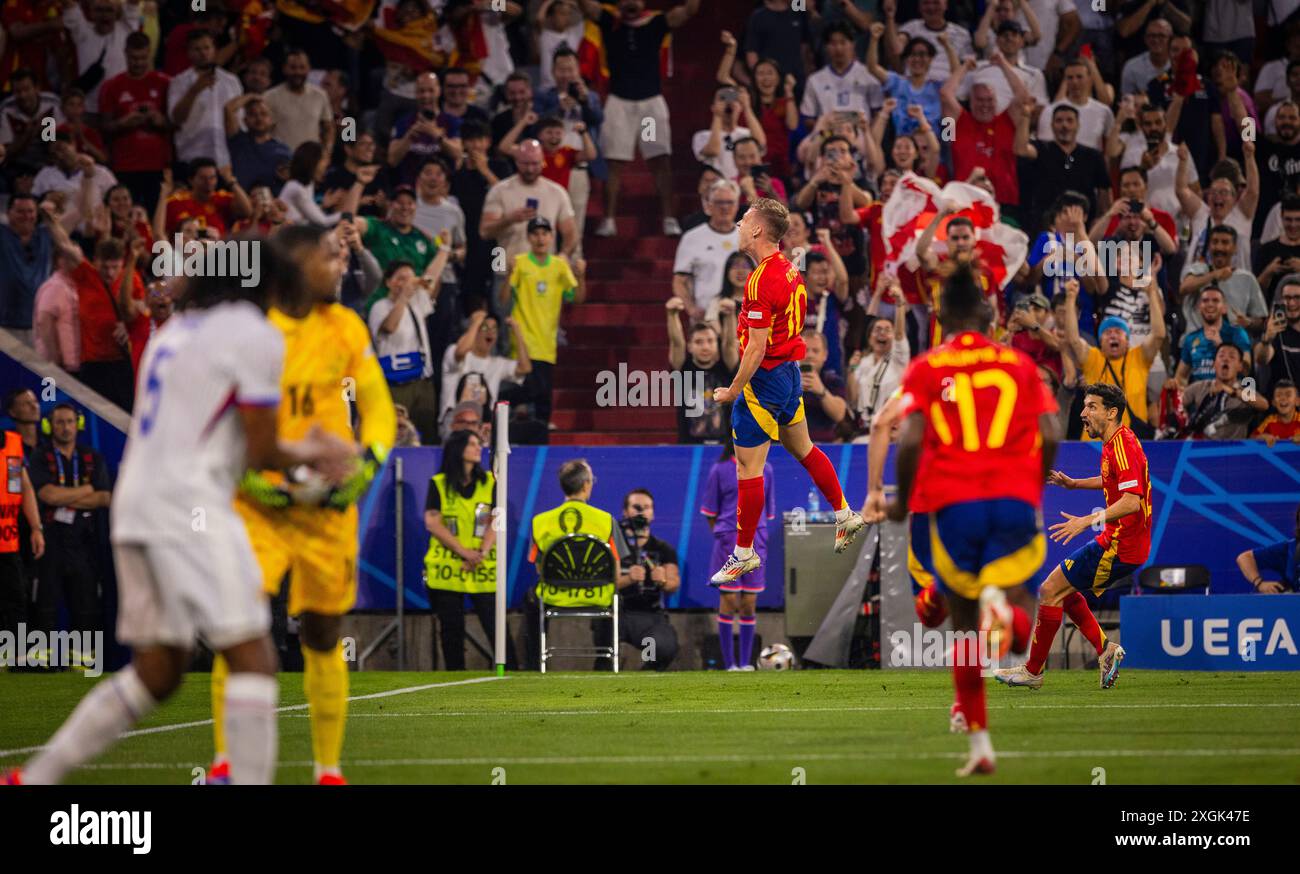 Munich, Germany. 09th Jul 2024. Goal celebration: Dani Olmo (ESP) Spain ...