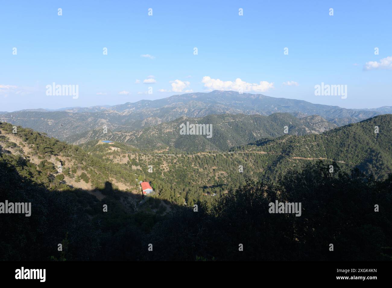 Panoramic top view of Troodos mountains range, Cyprus, Europe Stock ...
