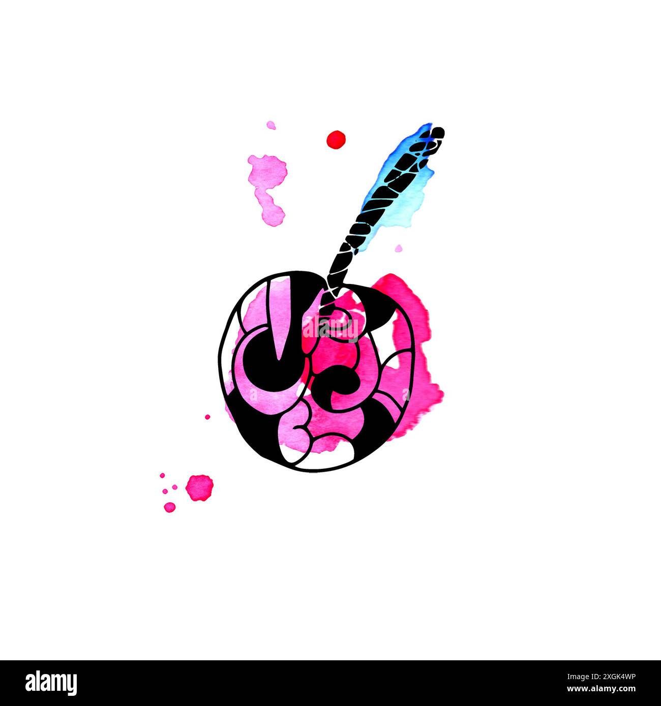 Abstract berry mystical forest with watercolor blots and splashes and ...